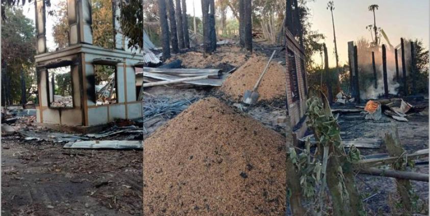 ကချင် အင်းတော်မြို့နယ်ကျေးရွာတစ်ခု၏ အိမ်ခြေထက်ဝက်ခန့် နှင့် စပါးကျီ ၃၀ ကျော် မီးရှို့ဖျက်ဆီးခံရ